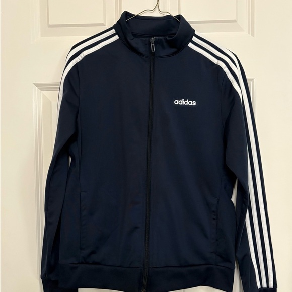 adidas | Jackets & Coats | Adidas Navy Blue Track Jacket With White ...
